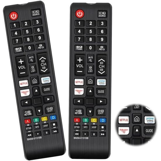 2Pcs Télécommande Samsung Bn59-01315B,Telecommande Universelle Samsung,Télécommande De ...