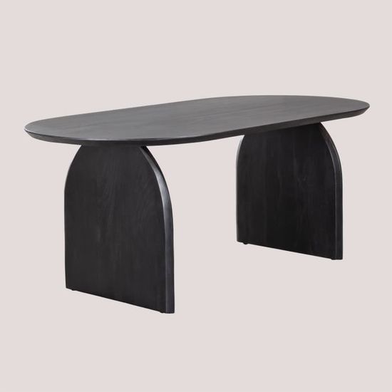 SKLUM Table à manger en bois d'acacia Bedum Noir uni Noir uni ...