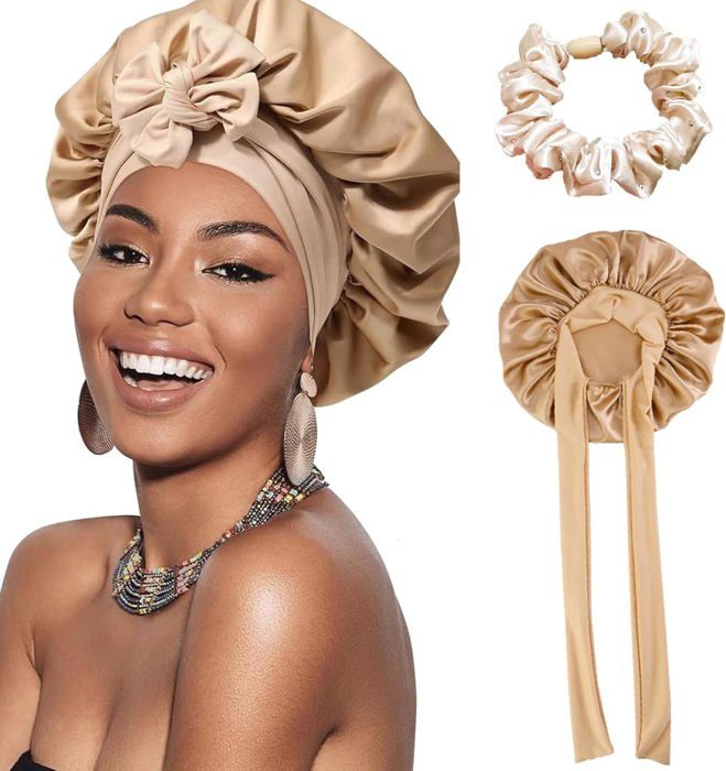 Bonnet de nuit en satin pour femme - Double face - Bonnet de nuit en ...