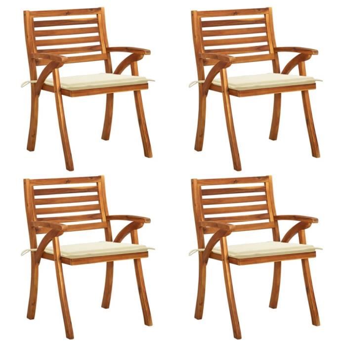 Atyhao Chaises de jardin avec coussins 4 pcs Bois de teck solide AB3075176 12367 - Cdiscount Jardin