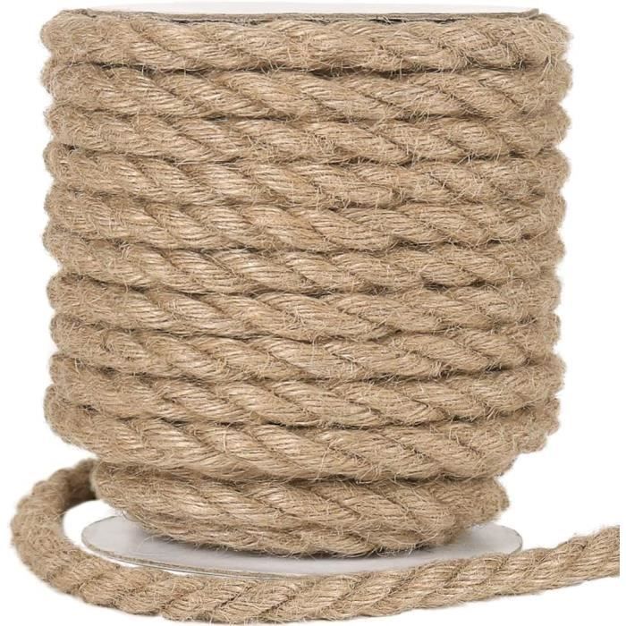 Corde en jute de 12 mm, 10 m - Ficelle naturelle robuste pour travaux ...
