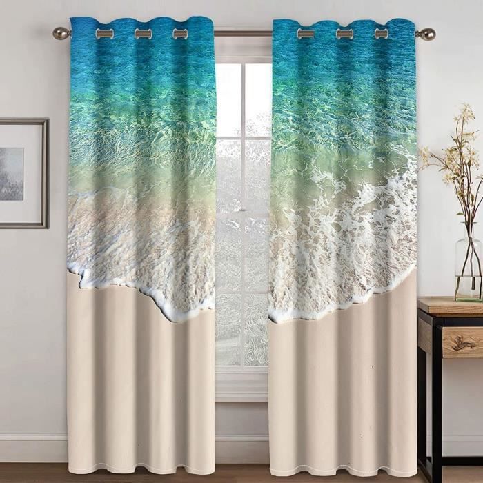 Rideau Enfant 3D Vagues De La Plage - Lot De 2 - Multicolore ...