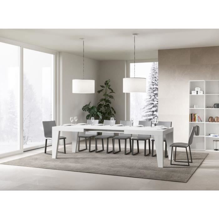 Table rectangulaire extensible 8 à 14 personnes L 180 à 284 cm blanc ...