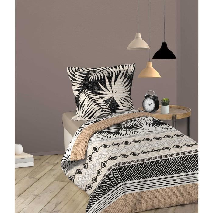 Parrure housse de couette 140x200cm Tropic Oriana - Cdiscount Maison