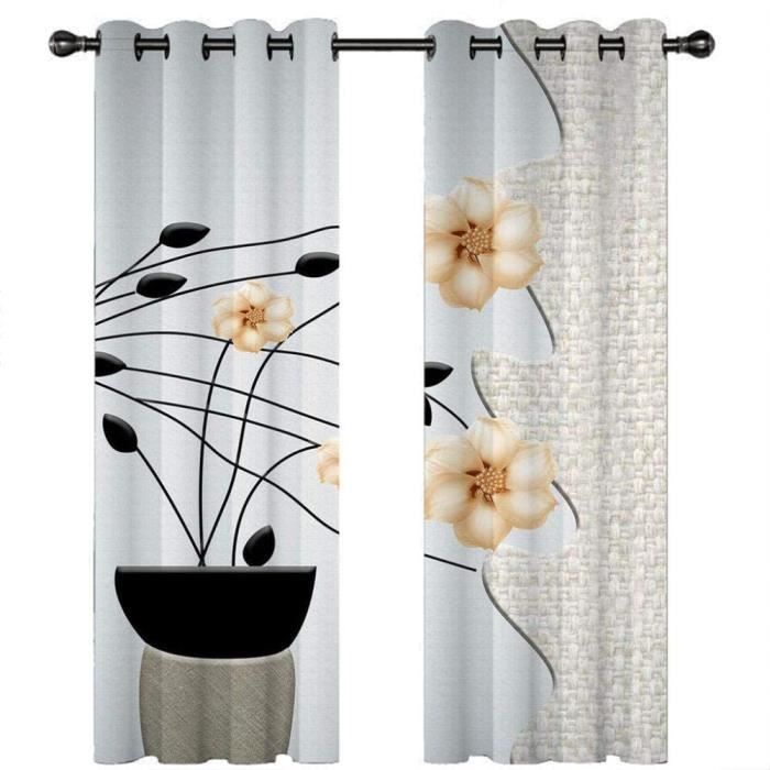 Occultant 2 Panneau Pots de Fleurs et Fleurs Ombrage Rideaux(80x2x160cm ...
