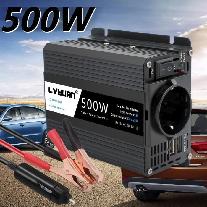 500W EU - Micro onduleur de voiture 12 v 220V 500W, transformateur de voiture, adaptateur ...