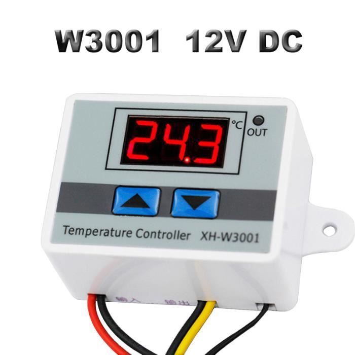 W3001 DC 12V - Régulateur de température pour micro-ordinateur, Thermostat numérique, contrôle ...
