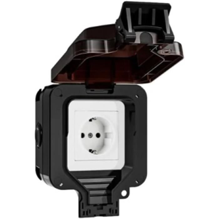 Prise Étanche Ip66 220 V Prise Murale Noire Avec Interrupteur Intégré ...