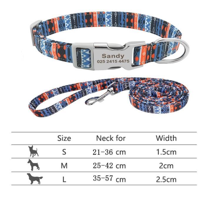 Personalized Dog Collar and Leash Set Reflective Nylon Pet Collars Lead ...