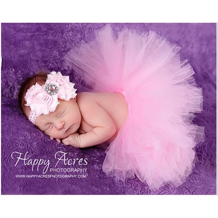 Nouveau-né photographie vêtements Tutu jupe + bandeau 2 pièces/ensemble ...