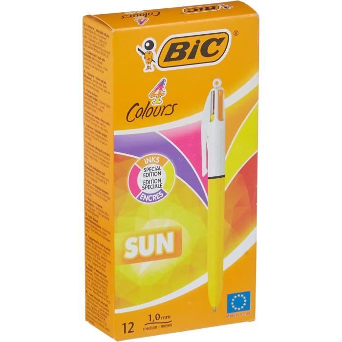 4 Couleurs Sun Stylos-Bille Rétractables Pointe Moyenne (1,0 Mm ...