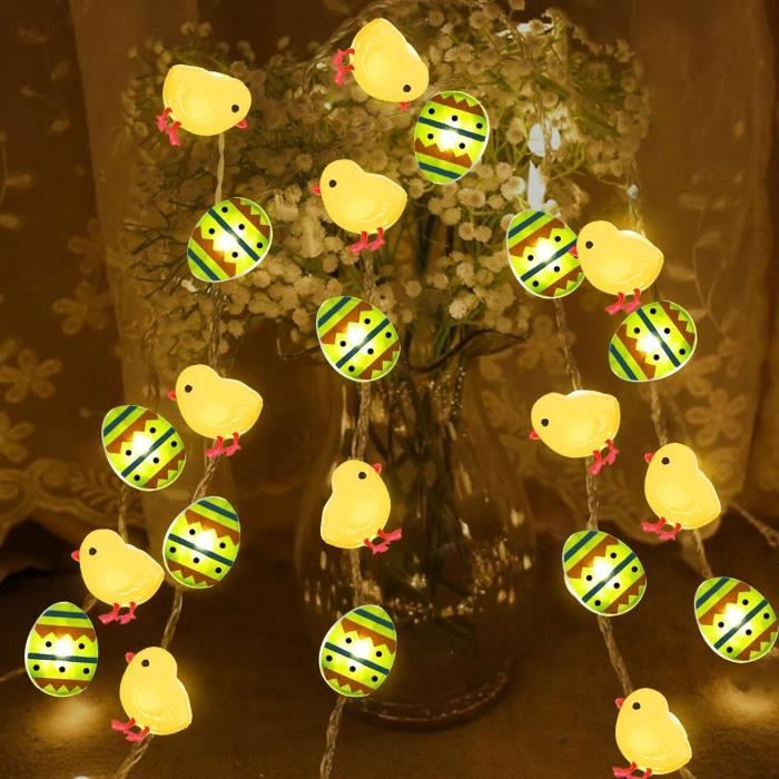Guirlande Lumineuse De Pâques,2M 20Led Lumières De Oeufs Poussins ...