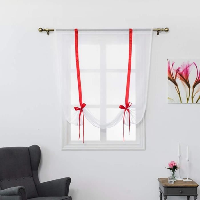 1 Pièce Store Romain Translucide Tulle Rideaux Voilages Vertical Poche ...