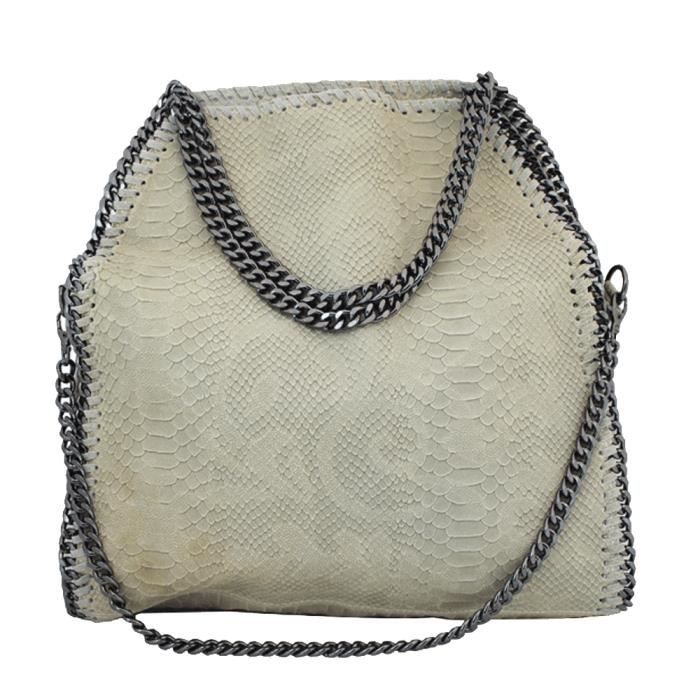 Sac cabas chaîne en cuir impression python beige - Cdiscount Bagagerie - Maroquinerie