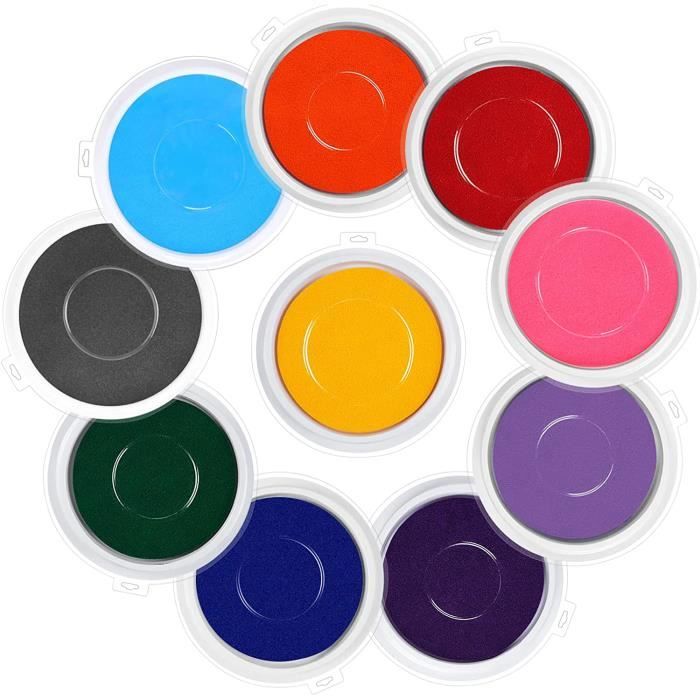 CIOUYAOS 10 tampon encreur ronds,7 pouces 10 couleurs de tampons ...