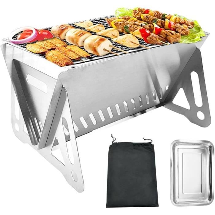 TINMIX Mini barbecue portable au charbon de bois en acier inoxydable ...
