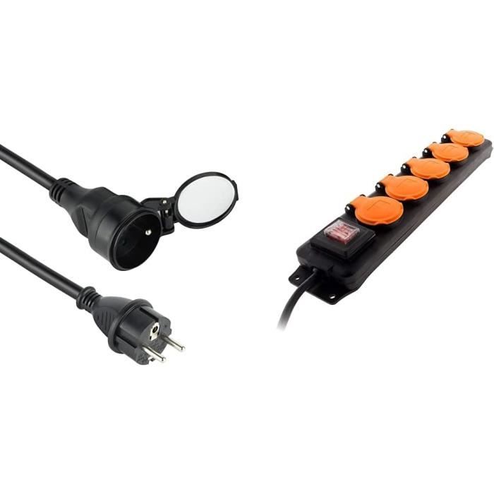 Rallonge Prolongateur Électrique Ip44 Profesionnelle Étanche 10 M Noir - Section 3G1,5 Mm² ...