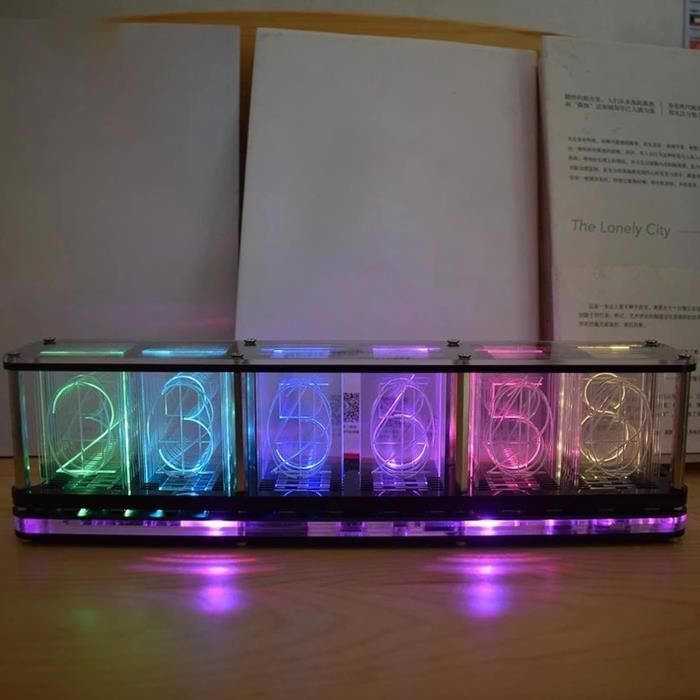 Nixie Horloge Led À Tube Numérique, Lumières Colorées Et Affichage 24H ...