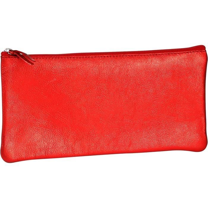 8714C - Trousse Scolaire Plate Rouge Effet Irisé 22X11 Cm En Véritable ...