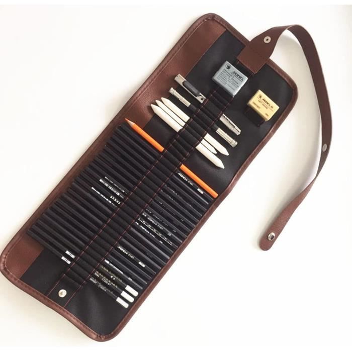 Lot De 30 Crayons Fusains, Crayons À Croquis, Gomme, Crayons À Papier ...