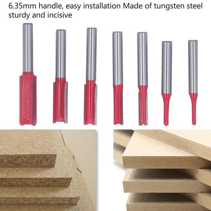 RHO-Ensemble de fraises 7 pièces fraise droite 6.35mm tige en acier ...