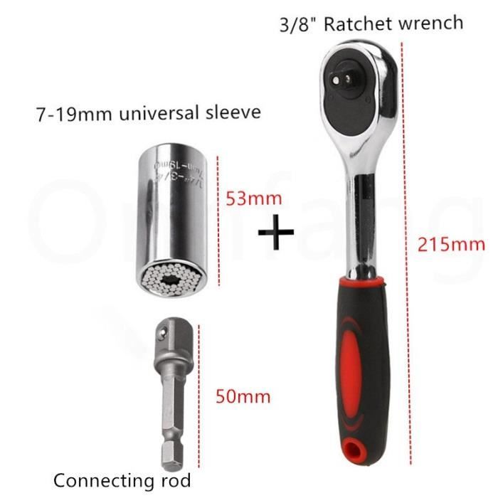 CLE A MOLETTE,C2 Set--clé magique universelle à cliquet, douille ...