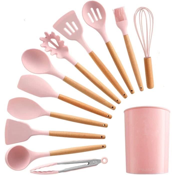 11pcs Ustensiles De Cuisine En Silicone Avec Support, Resistant A La Chaleur AntiadhEsif Cuisine ...