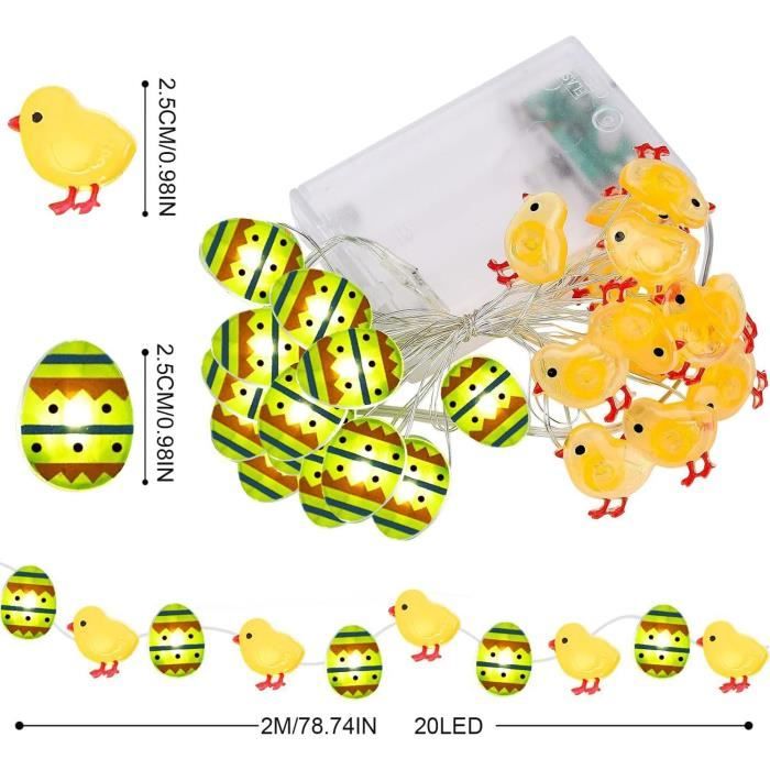 Guirlande Lumineuse De Pâques,2M 20Led Lumières De Oeufs Poussins ...