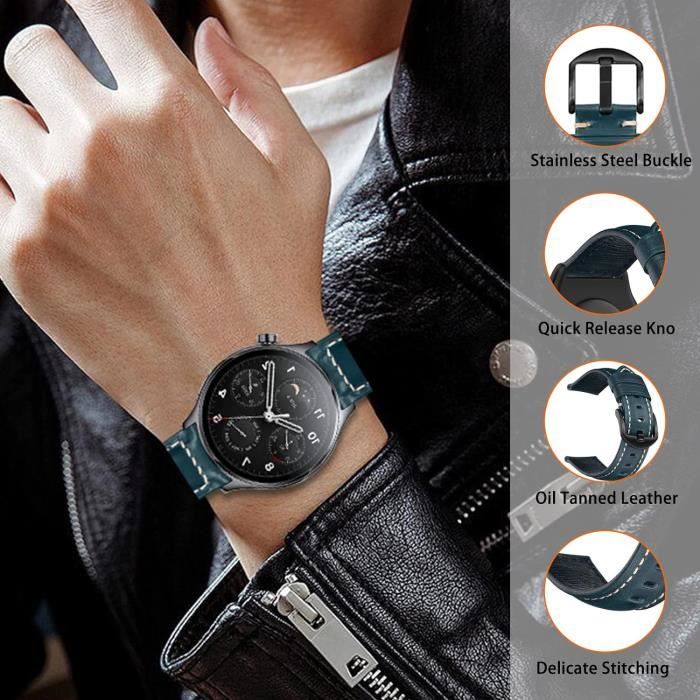 22Mm Bracelet Cuir Pour Xiaomi Watch S3-Watch 2 Pro-Watch S1 Pro-Watch ...