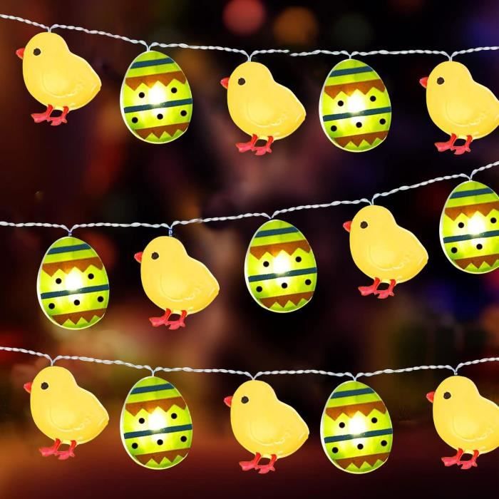 Guirlande Lumineuse De Pâques,2M 20Led Lumières De Oeufs Poussins ...