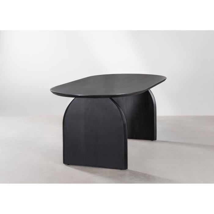 SKLUM Table à manger en bois d'acacia Bedum Noir uni Noir uni ...
