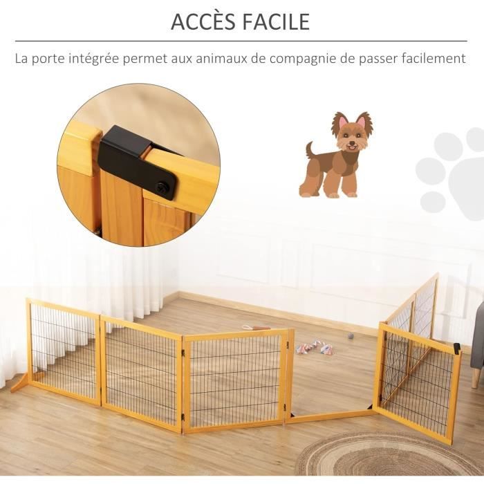 PawHut Barrière de sécurité Chiearrière autoportante barrière modulable ...