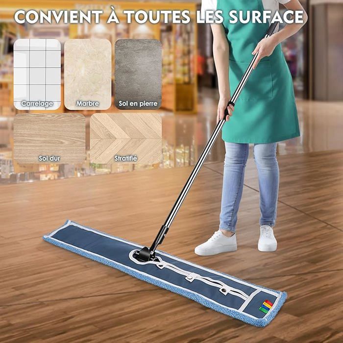 Professional Mop 105 m Large Microfibre Mop with 2 Pads, Flat Mop ...