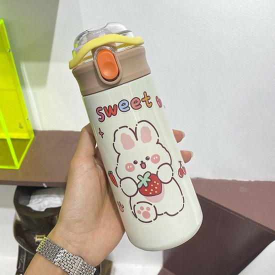 Gourde Bouteille d'Eau Thermos Portable avec Paille pour Enfant, Tasse Thermique en Acier ...