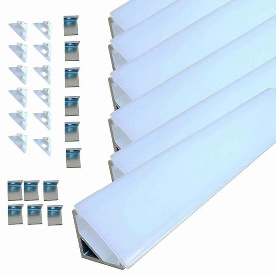 Set de 6 x 100 cm, profilé d'angle LED, profilé LED en aluminium à 45 ...