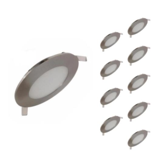 Downlight Dalle LED Extra Plate Ronde ALU 6W (Pack de 10) - Blanc Froid 6000K - 8000K 16 ...