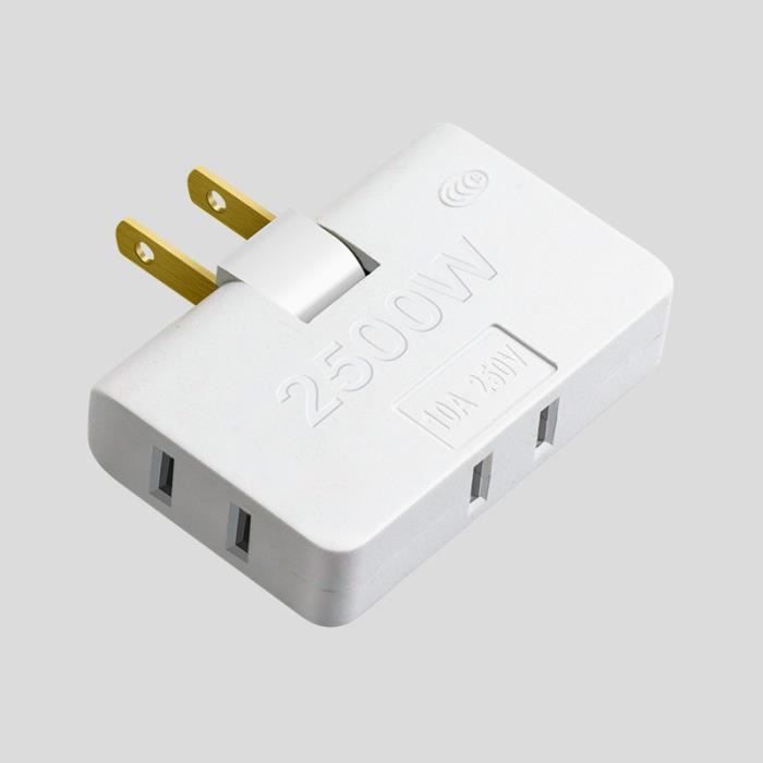 White Ue Plug-Convertisseur de prise rotatif sans fil, prise US, prises ...
