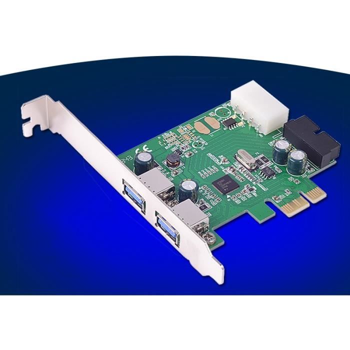 Carte'extension PCIe USB 3.0 à 4 ports, 2 ports externes + double Port ...
