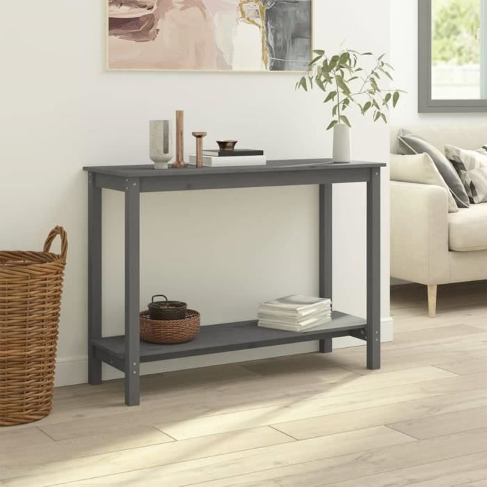 Atyhao Table console Gris 110x40x80 cm Bois massif de pin KN005 60299 ...