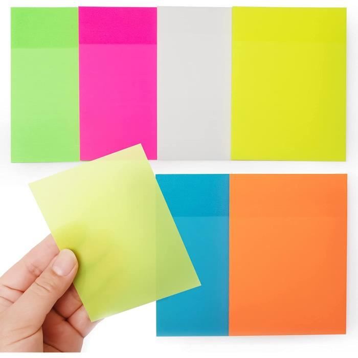 300 Pièces Transparent Sticky Notes Lot de 6 blocs Feuilles Notes ...