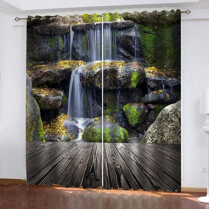 Rideaux Occultants D'Enfant 3D - Paysage De Cascade Rocheuse - Bloque ...