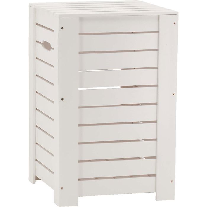 Panier à linge en Pin 35 x 35 x 55 cm blanc Blanc - Cdiscount Maison