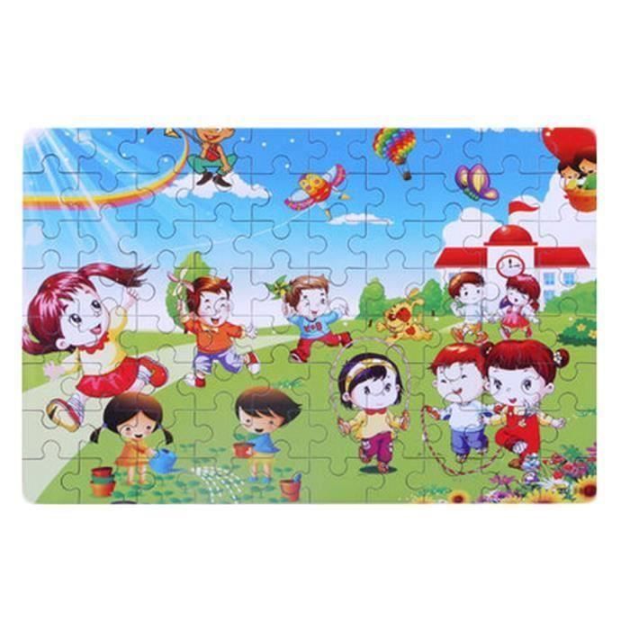 Box 80PCS Tin Jigsaw Puzzle en bois Cartoon Kids Puzzle Intelligence ...