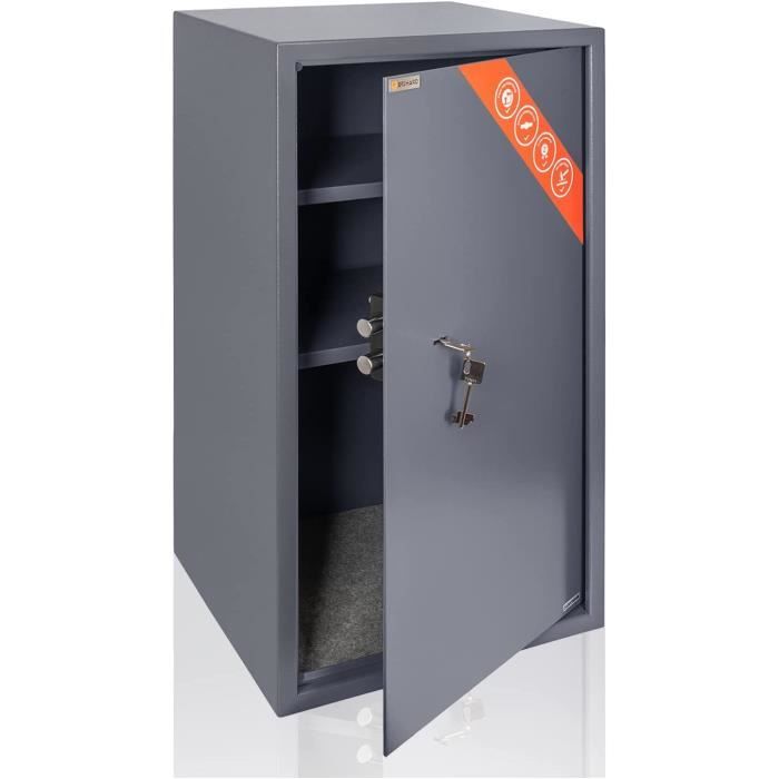Coffre-fort à clé Brihard Business XXL - Gris titane - 73x40x36cm ...