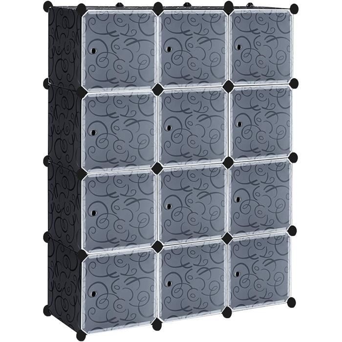 Garde-Robe Modulaire - Aufun - Armoire Pliante - 12 Cubes - Noir ...