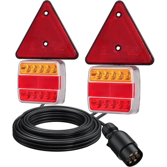 18 Led Feu Arrière Pour Remorque Avec Réflecteur Triangulaire 2Pcs Feux ...