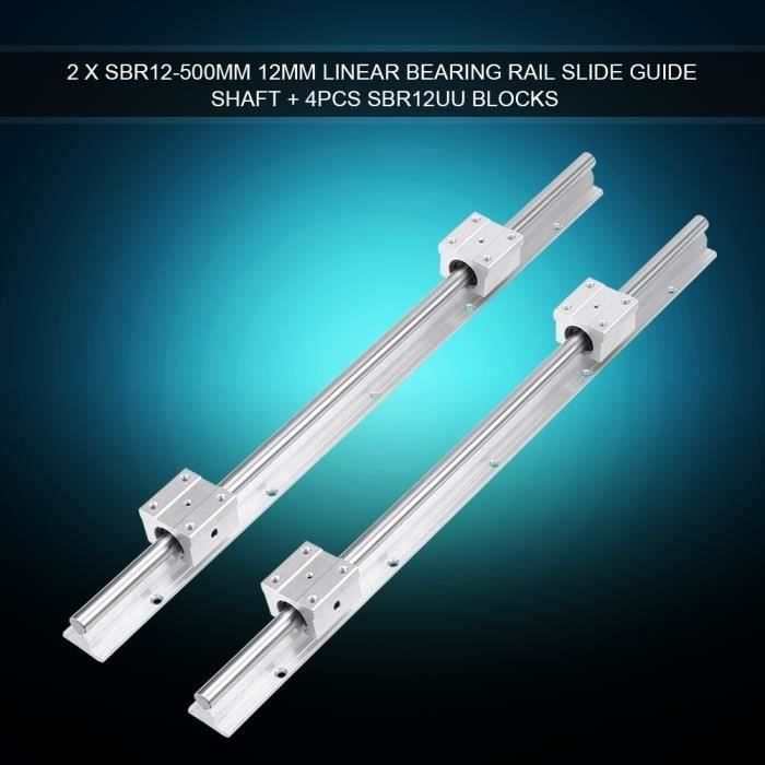 Great-SBR12-500mm 12MM Axe Rail De Guidage Linéaire Bloc Roulement Glissière SBR12UU Blocks Kit ...