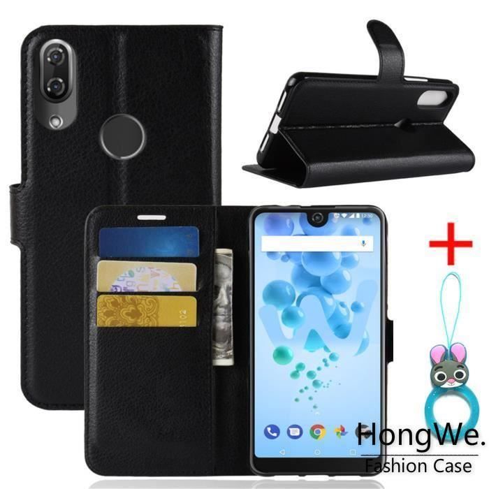 Etui Coque Wiko View2 Pro Noir PU Cuir avec protection antichoc support ...