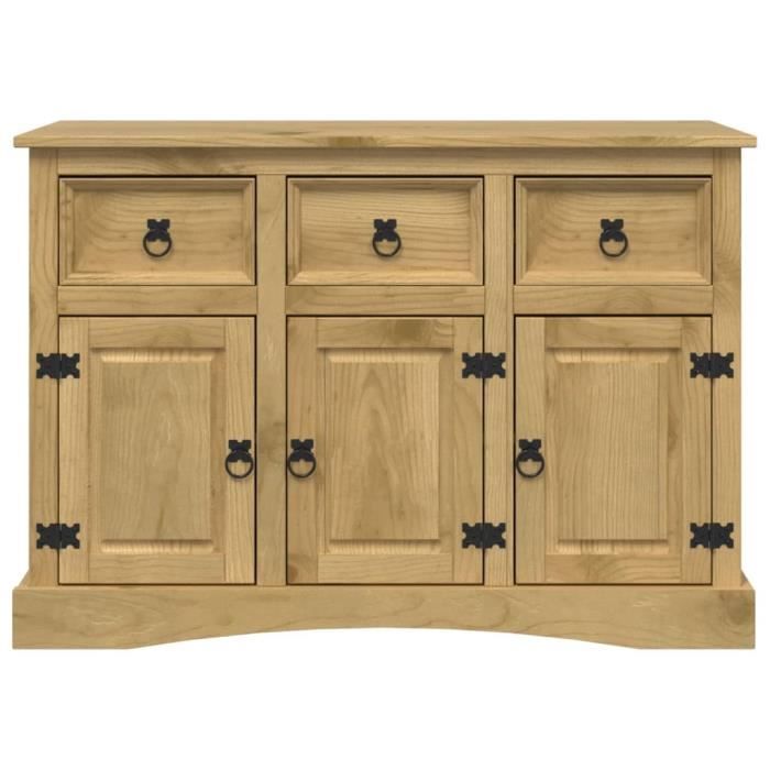 Buffet - QQMORA - Corona - Bois massif pin mexicain - 3 portes ...
