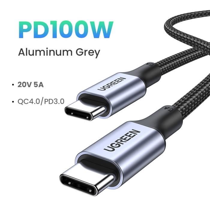 Câble USB Type C - UGREEN - PD 3.1 - 240W - 5A - 3m - Gris - Cdiscount Informatique